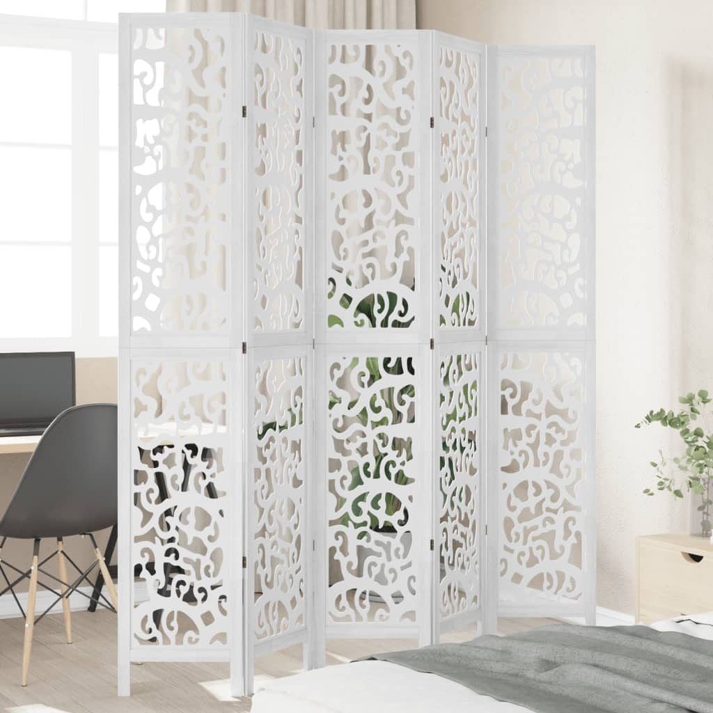 5 room dividers made of white, solid Paulownia wood - Walmart.com
