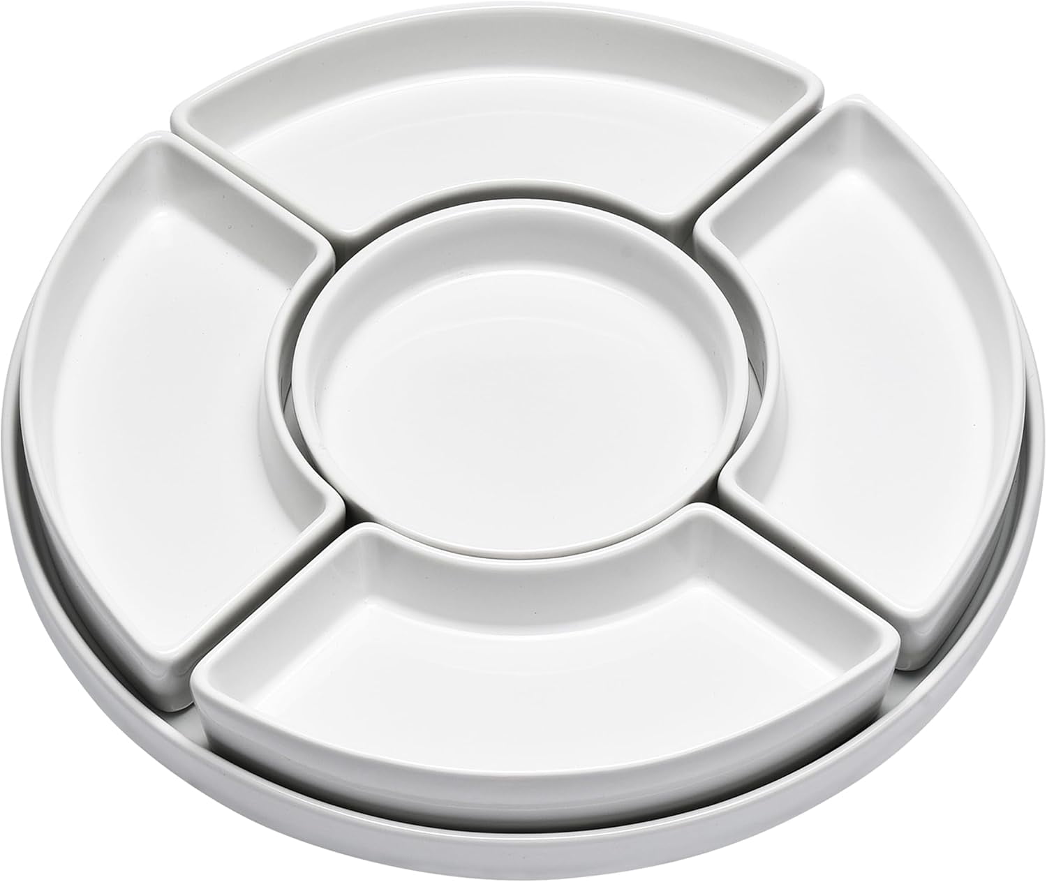 **5 sectional porcelain divided serving platter - relish tray for chips ...