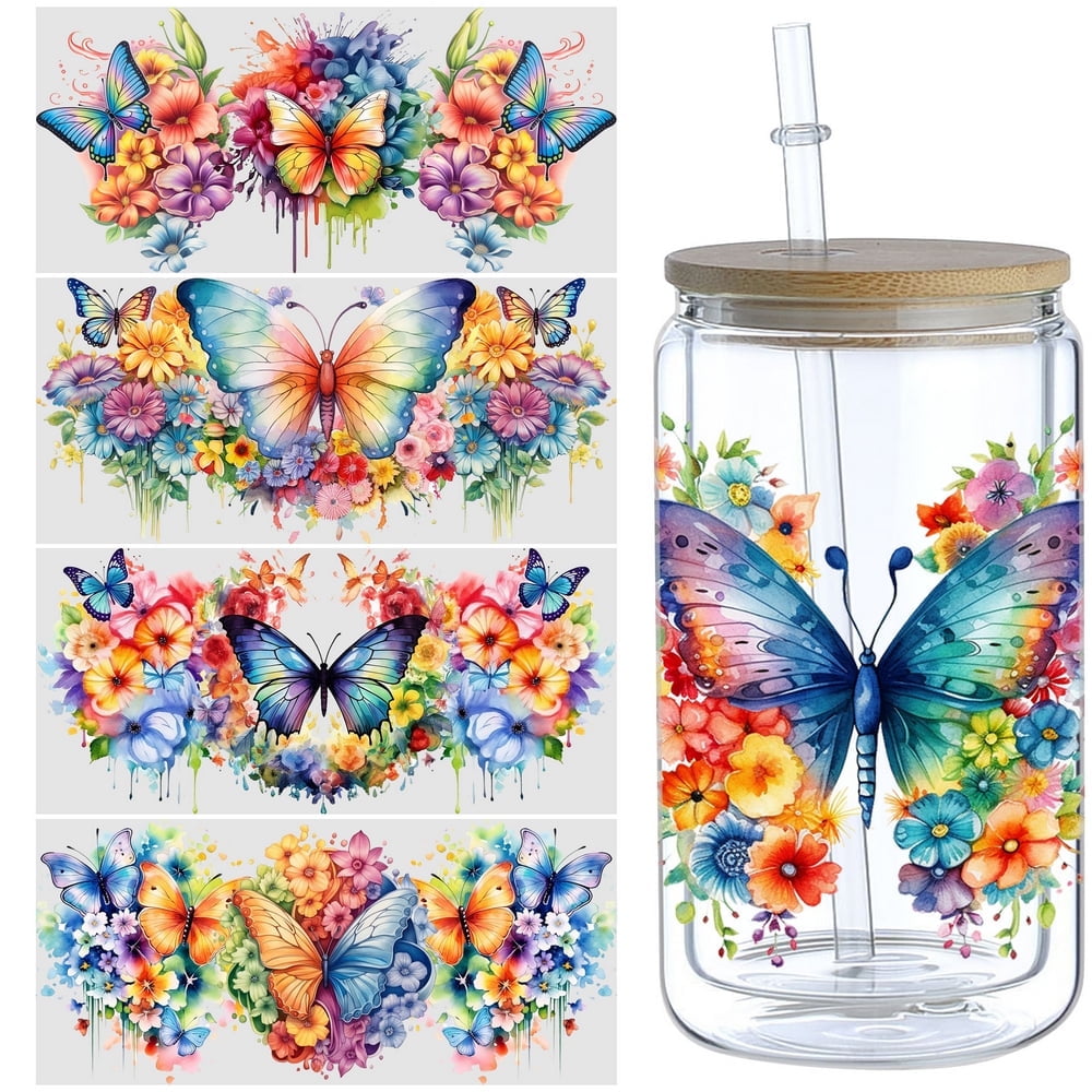 5 sheets Butterfly UV DTF Transfer Stickers, For Glass Tumbler ...
