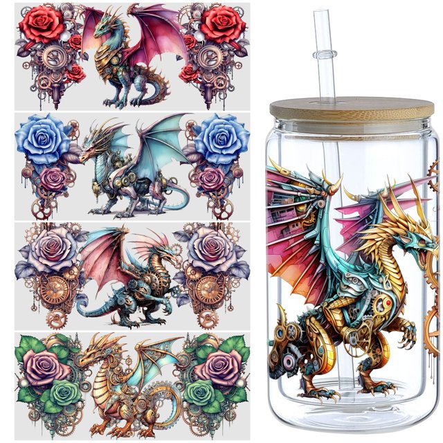 5 sheets Punk UV DTF Transfer Sticker Glass Cups Diy Wrap Transfer ...