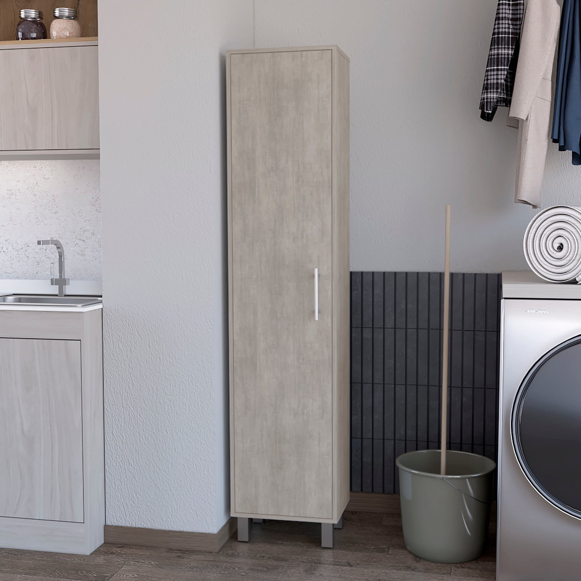 5-shelf Concrete Gray Wardrobe Cabinet - Store Your Clothes Tall ...