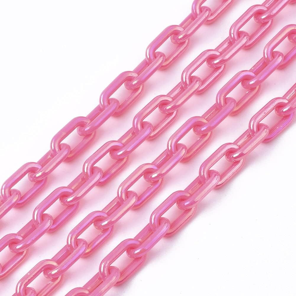 5 strand Acrylic Opaque Cable Chains AB color Oval Hot Pink 13x8x2mm 19 ...