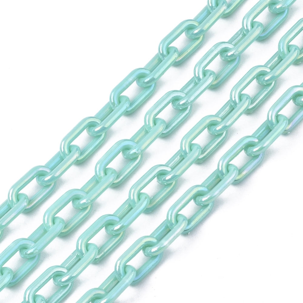 5 strand Acrylic Opaque Cable Chains AB color Oval Turquoise 13x8x2mm ...