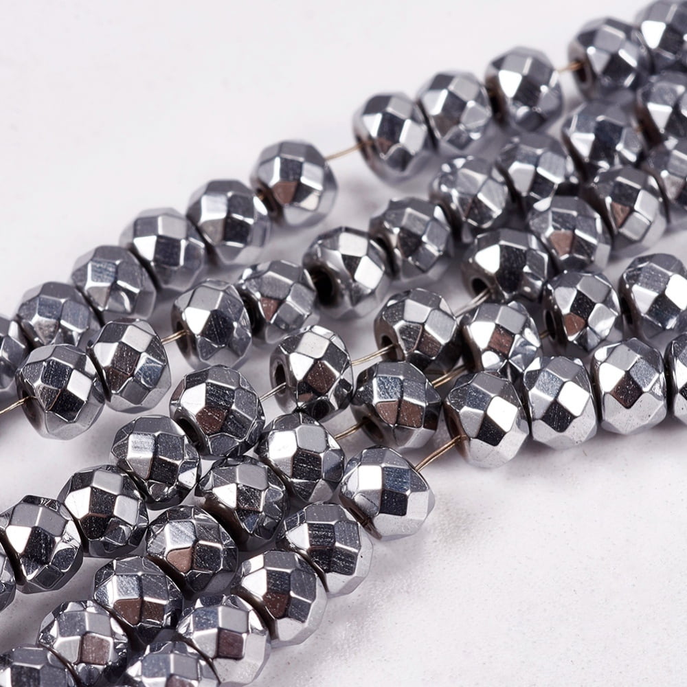 5 strand Electroplate Non-magnetic Hematite Beads Strands Faceted ...