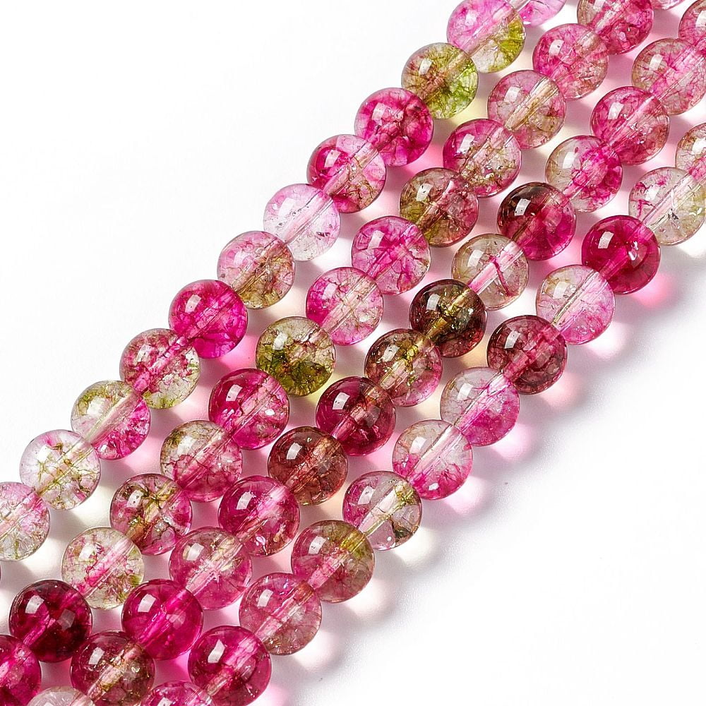 5 strand K9 Glass K9 Glass Imitation Cherry Quartz Beads Strand Round ...