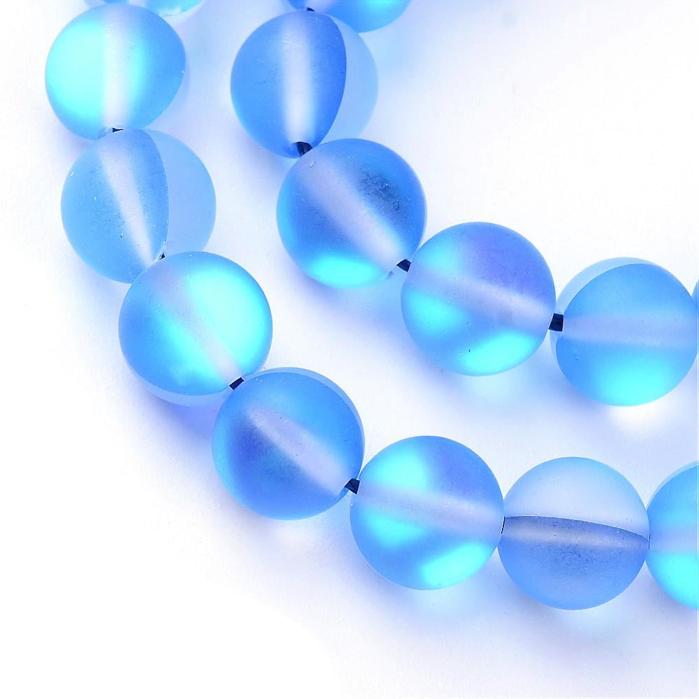5 strand Moonstone Beads Strands Holographic Beads Dyed Frosted Round ...