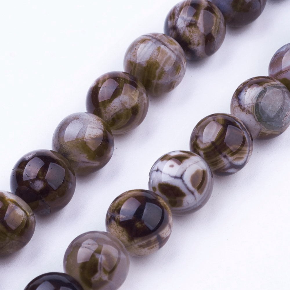 5 strand Natural Agate Bead Strands Dyed Heated Round Camel 8mm Hole ...