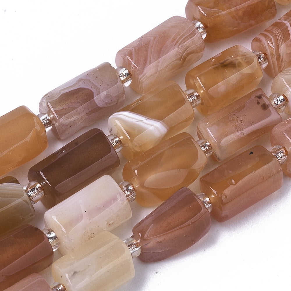 5 strand Natural Botswana Agate Beads Strands with Seed Beads Faceted ...