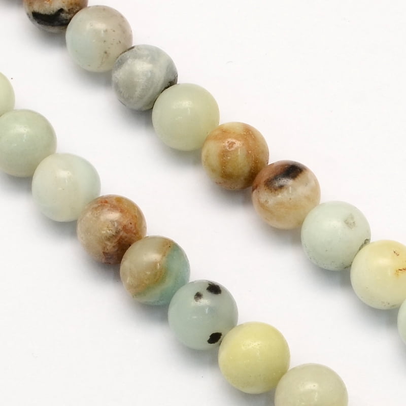 5 strand Natural Flower Amazonite Round Beads Strands 4.5mm Hole: 1mm ...