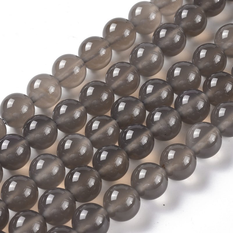 5 strand Natural Grey Agate Bead Strands Round Grade A 10mm Hole: 1mm ...