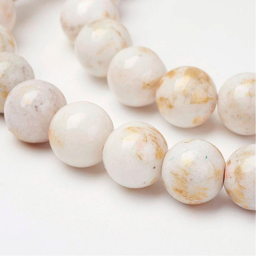 5 strand Natural Mashan Jade Beads Strands with golden Powder Dyed ...