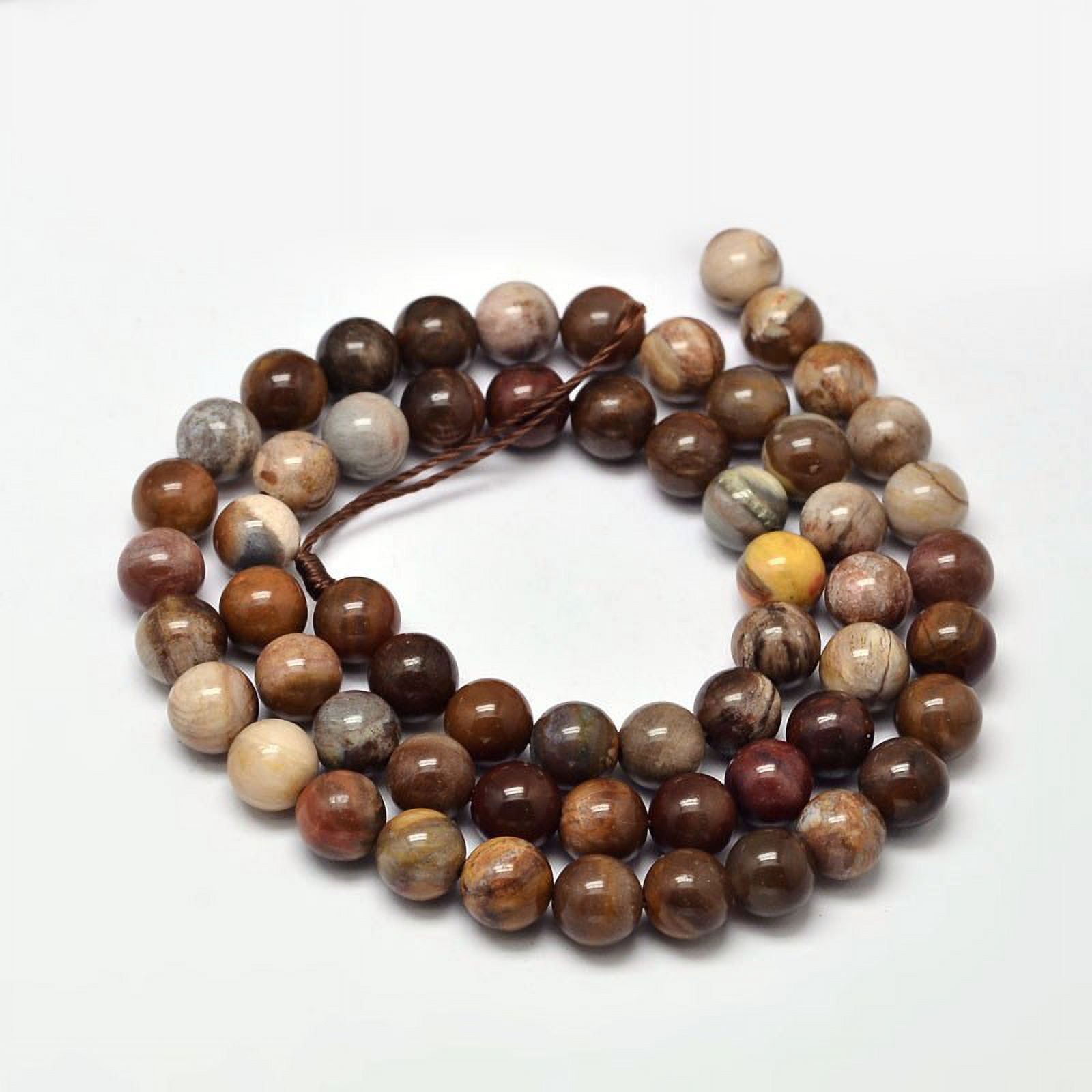 5 strand Natural Petrified Wood Round Bead Strands 4mm Hole: 0.6mm 90 ...