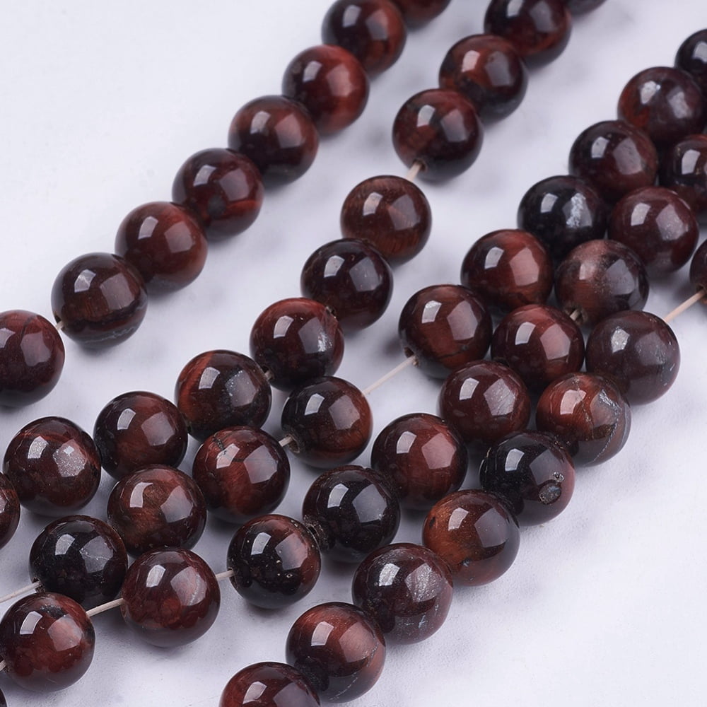 5 strand Natural Red Tiger Eye Stone Bead Strands Dyed Heated Round 8mm ...