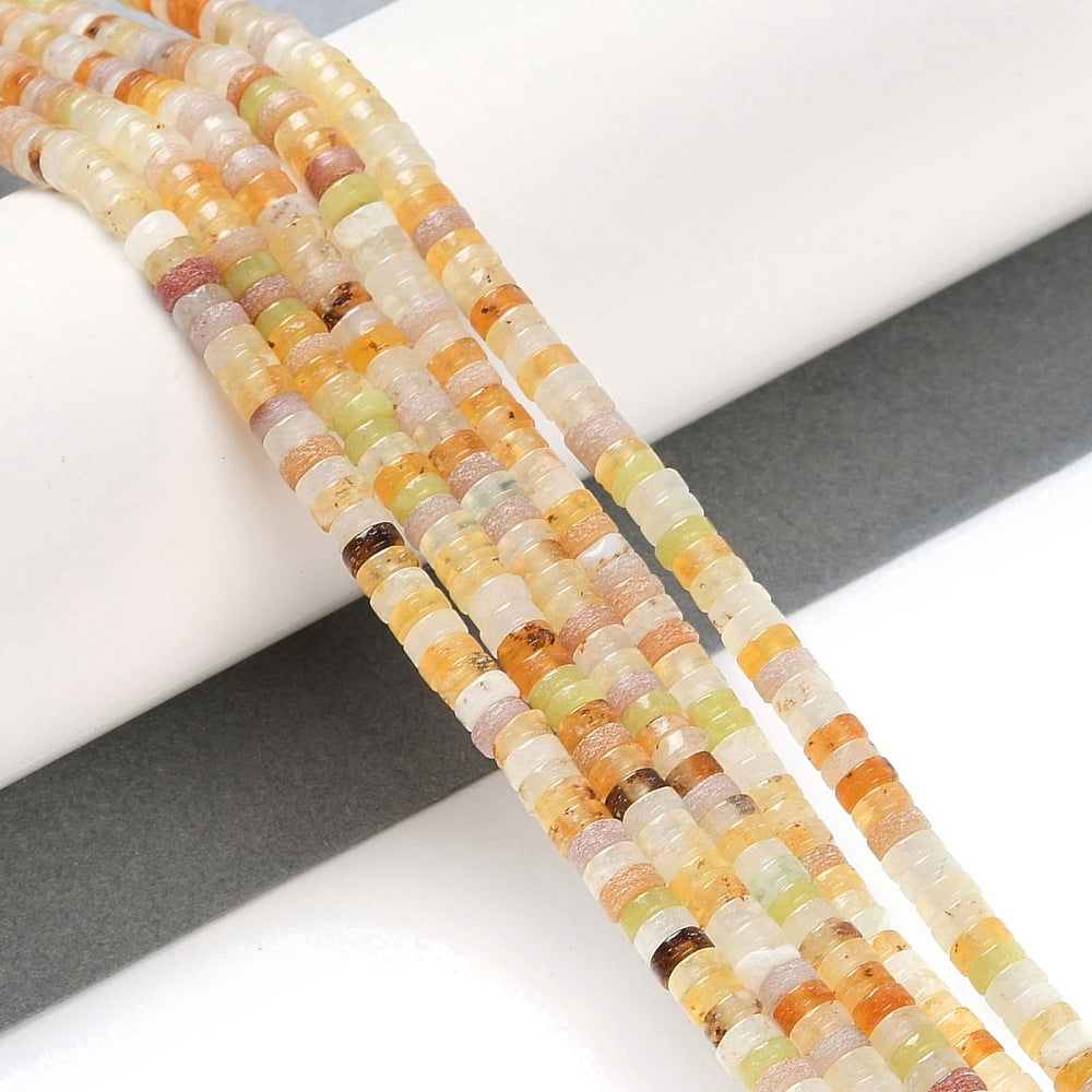 5 strand Natural Xiuyan Jade Beads Strands Disc Heishi Beads 4x2mm Hole ...