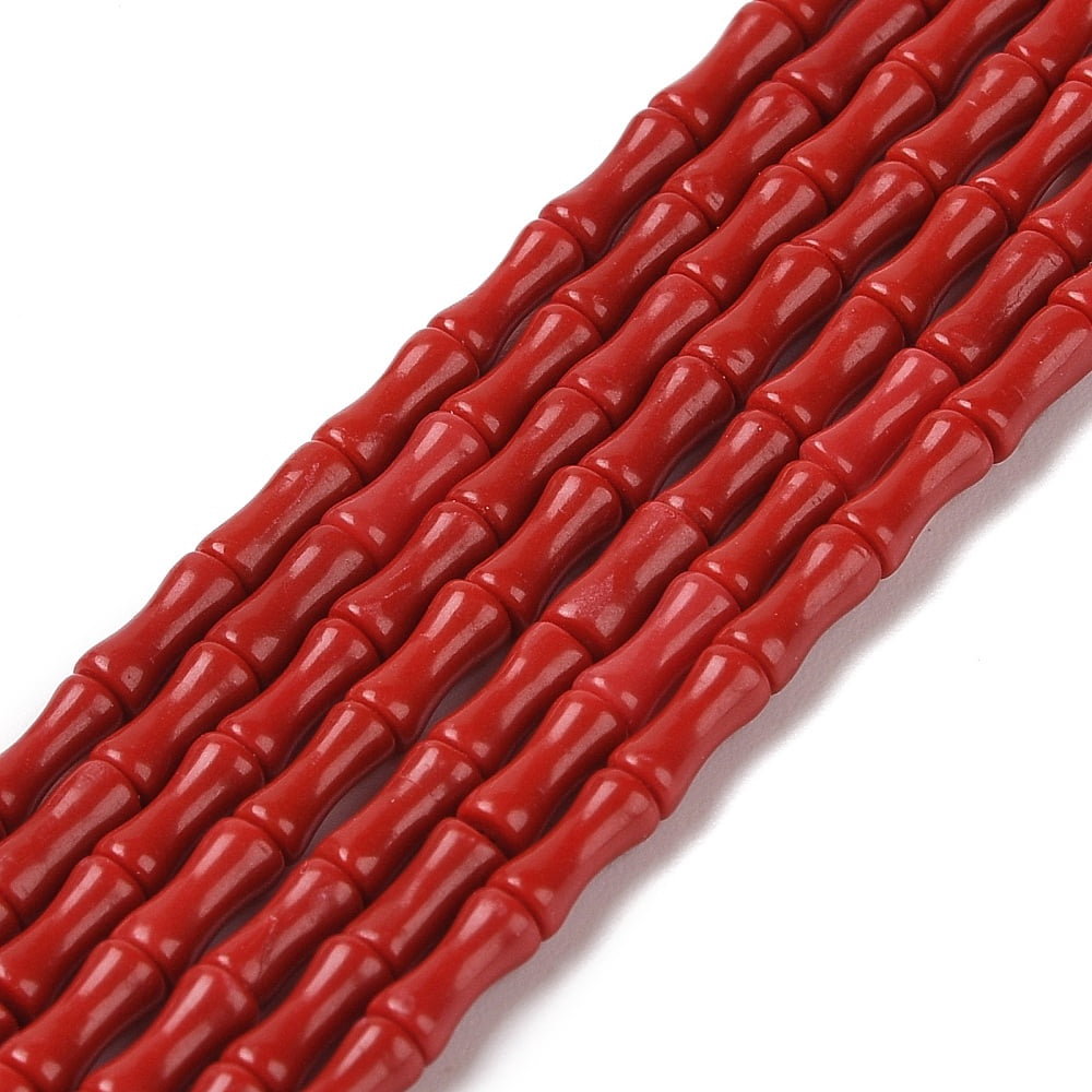 5 strands Dyed Coral Beads Strands Bamboo Stick FireBrick 7x3mm Hole: 0 ...