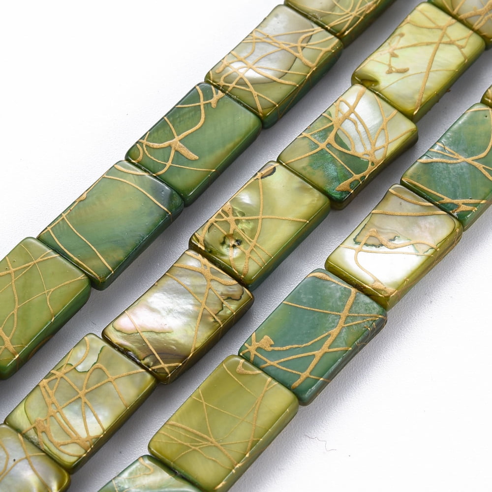 5 strands Freshwater Shell Beads Strands Dyed and Drawbench Rectangle ...