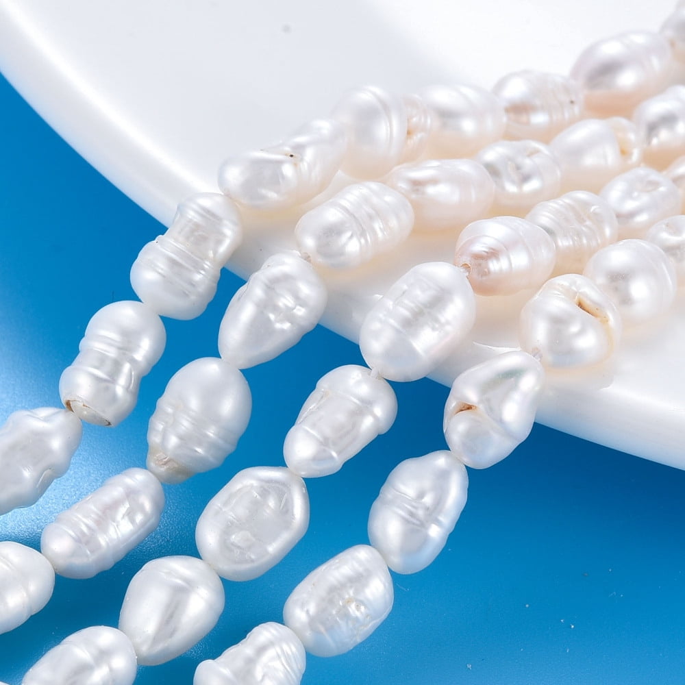 5 strands Keshi Pearl Beads Strands Cultured Freshwater Pearl Rice ...