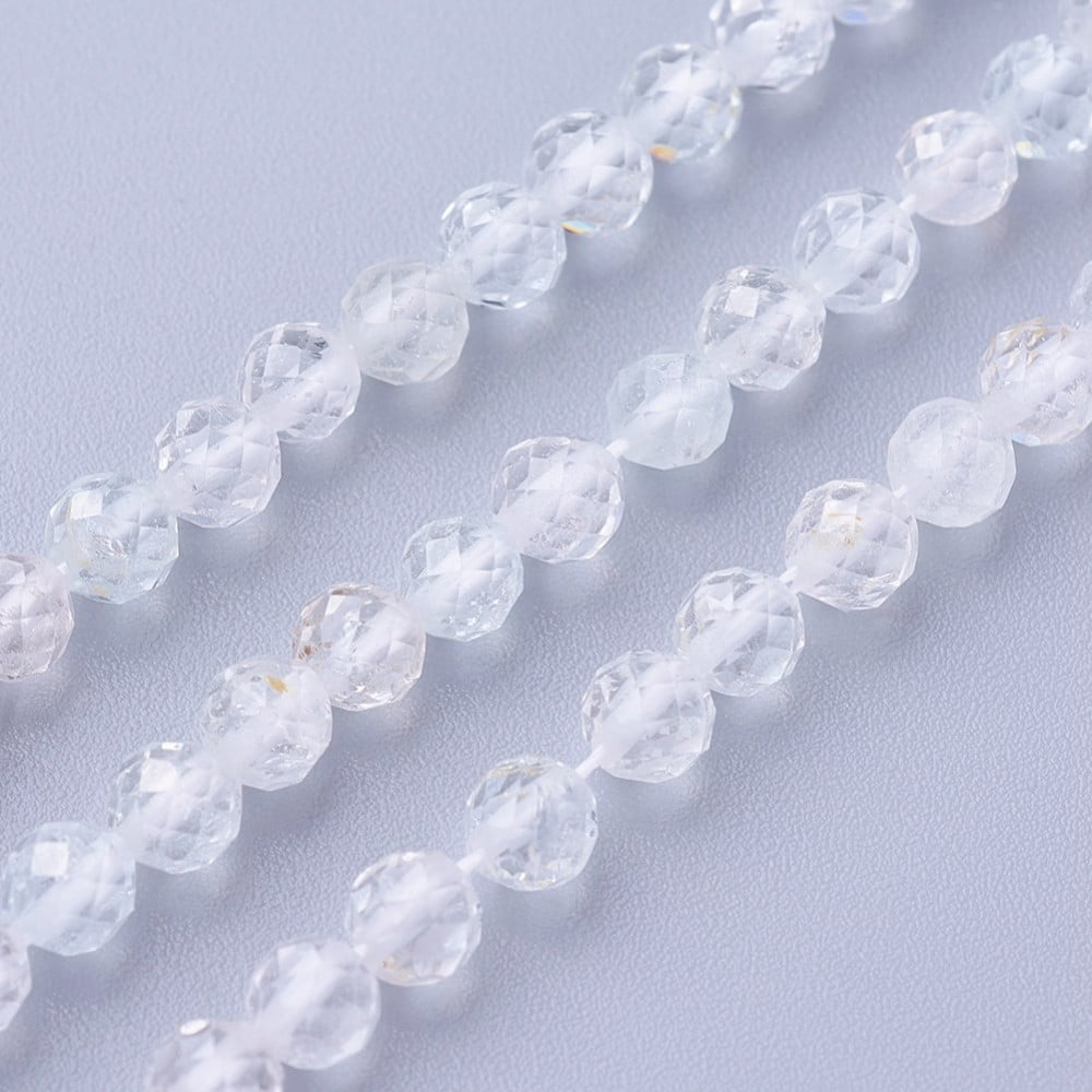 5 strands Natural White Topaz Beads Strands Faceted Round 4~4.5mm Hole ...