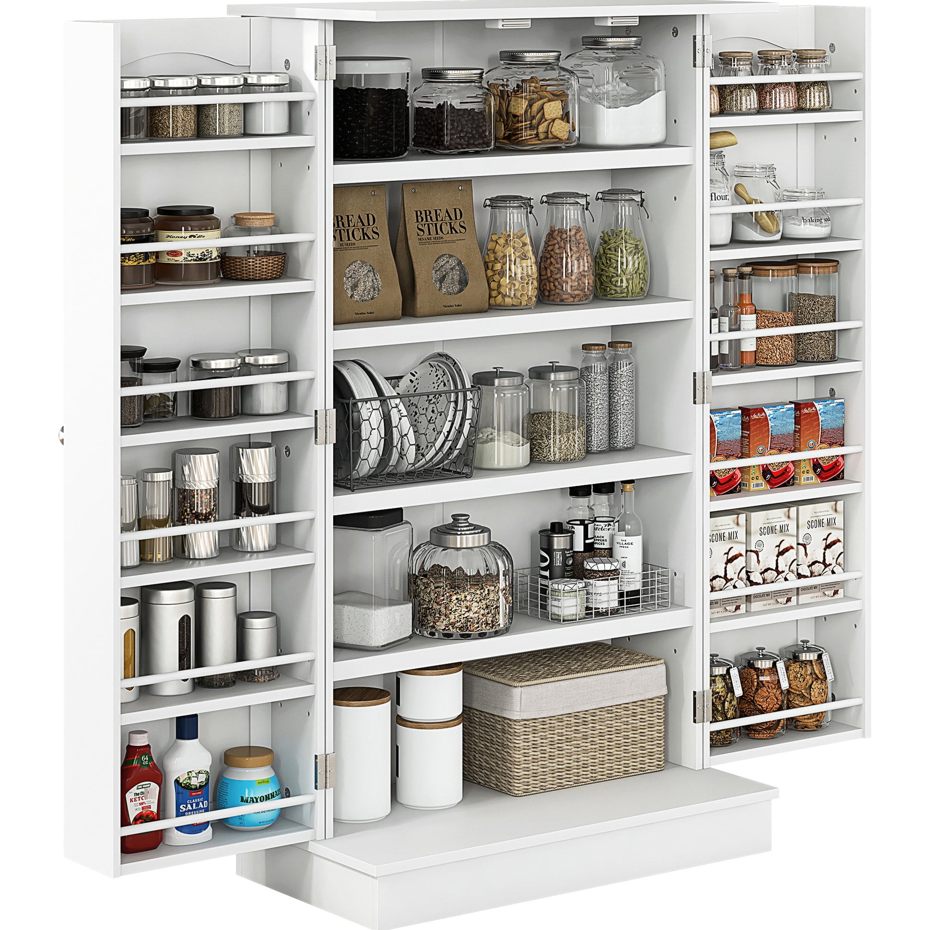 5 - tier Shelving 12 Spice Racks Kitchen Pantry with Bars for Safety in ...