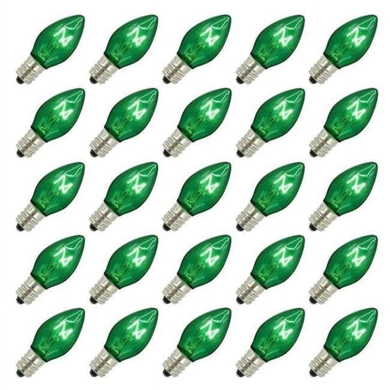 5 watt 120V C7 Transparent Green Twinkle Replacement Bulb - Pack of 25 ...