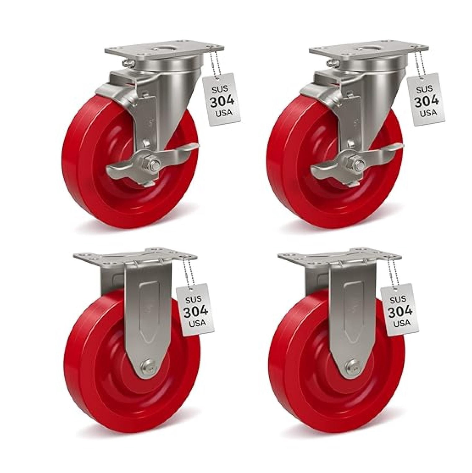 5" x 1.25" Stainless Steel Casters,Heavy Duty Industrial Casters ...