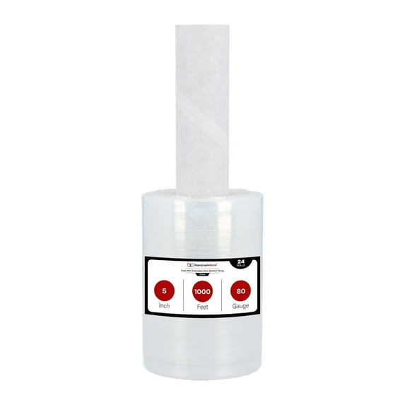 SSBM Mini Hand Stretch Wrap with Extended Core 5" x 1000' 24 Rolls 80 ...