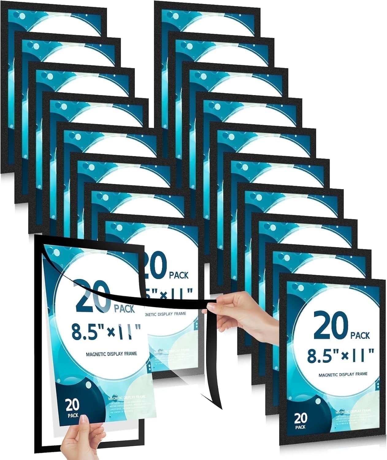 20 Piece Magnetic Sign Holder Set 8.5 x 11'' Letter Size Magnetic ...