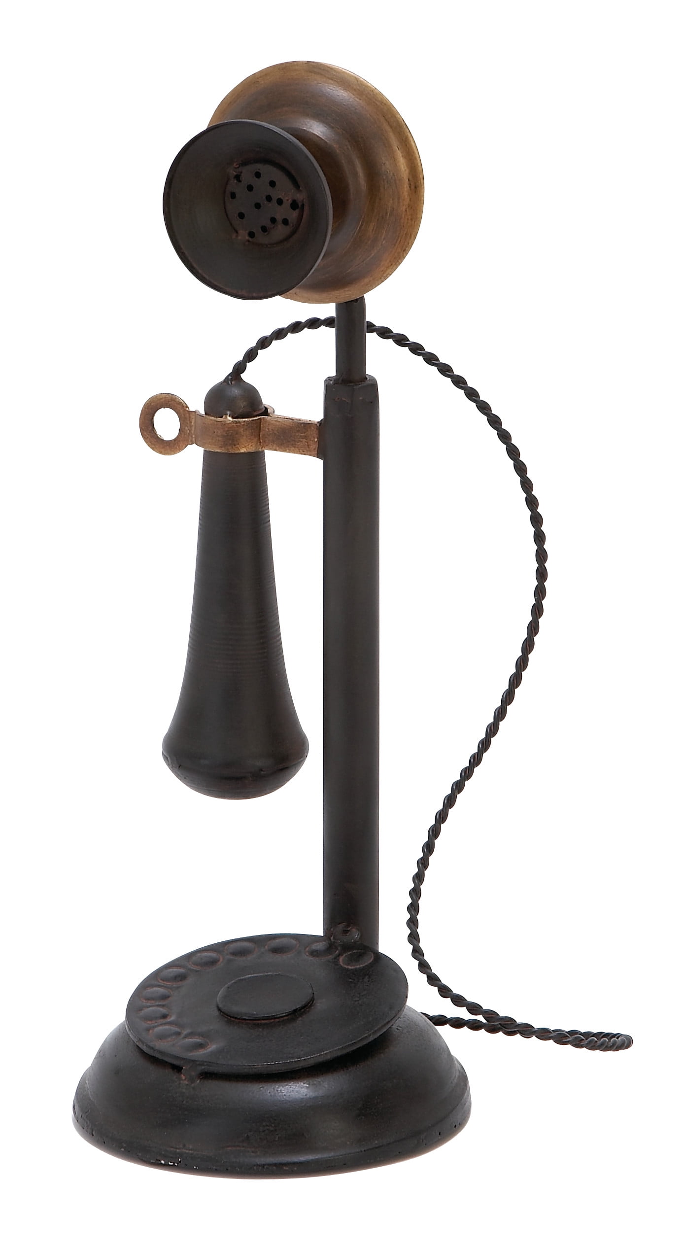 5" x 13" Black Metal Decorative Vintage Style Telephone Sculpture with ...
