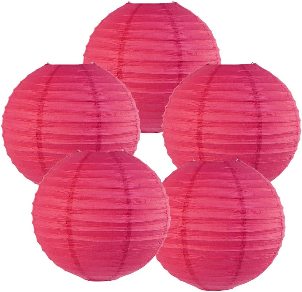 5 x 16" Fuchsia Paper Lanterns Party Wedding Home Decoration - Walmart.com