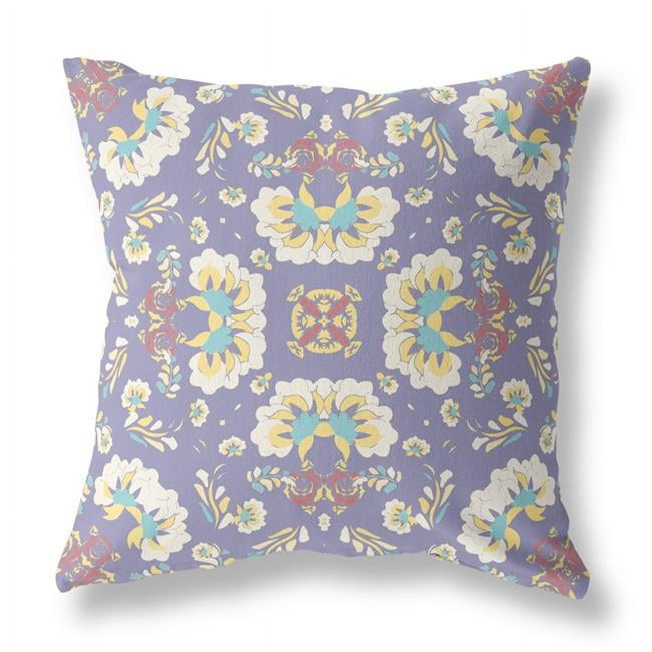 5 x 16 x 16 in. Purple Floral Blown Seam Suede Throw Pillow - Walmart.com