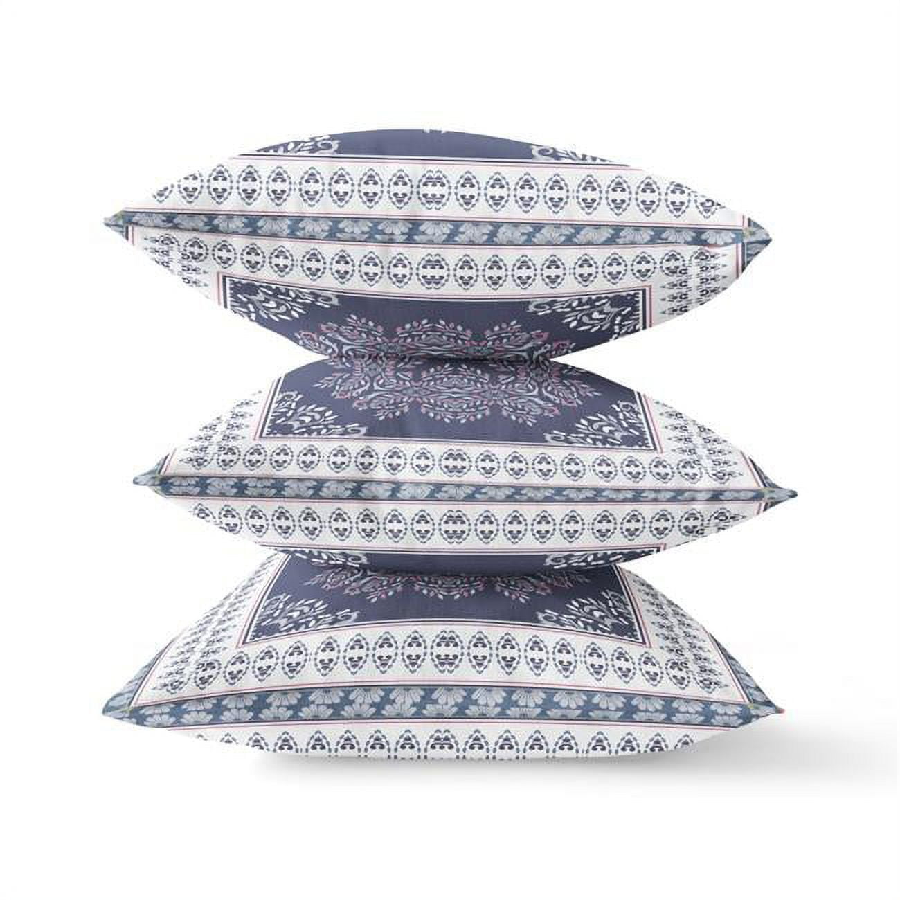 5 x 18 x 18 in. Blue & White Blown Seam Geometric Indoor & Outdoor ...