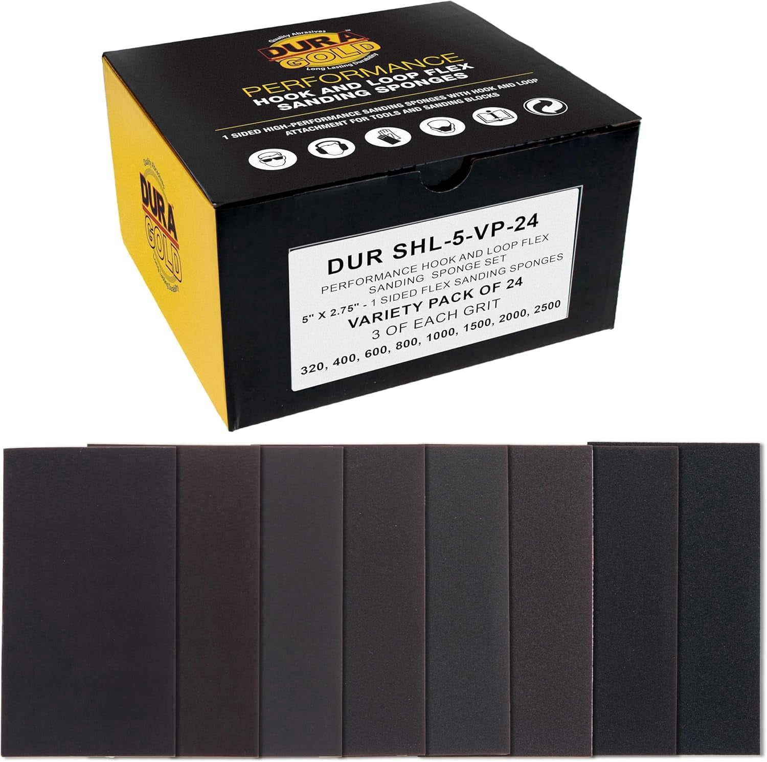 5" x 2-3/4" Sanding Sponge Variety Pack, Box of 24 - Grits 320, 400 ...
