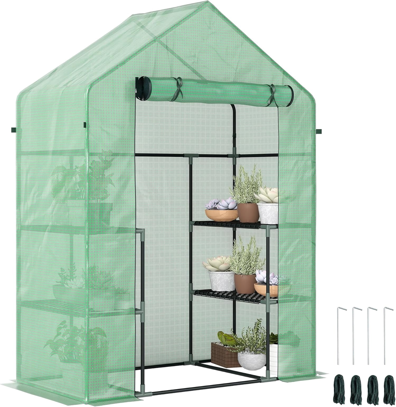 5' x 2.5' x 6.5' Mini Walk-in Greenhouse Kit, Portable House with 3 ...
