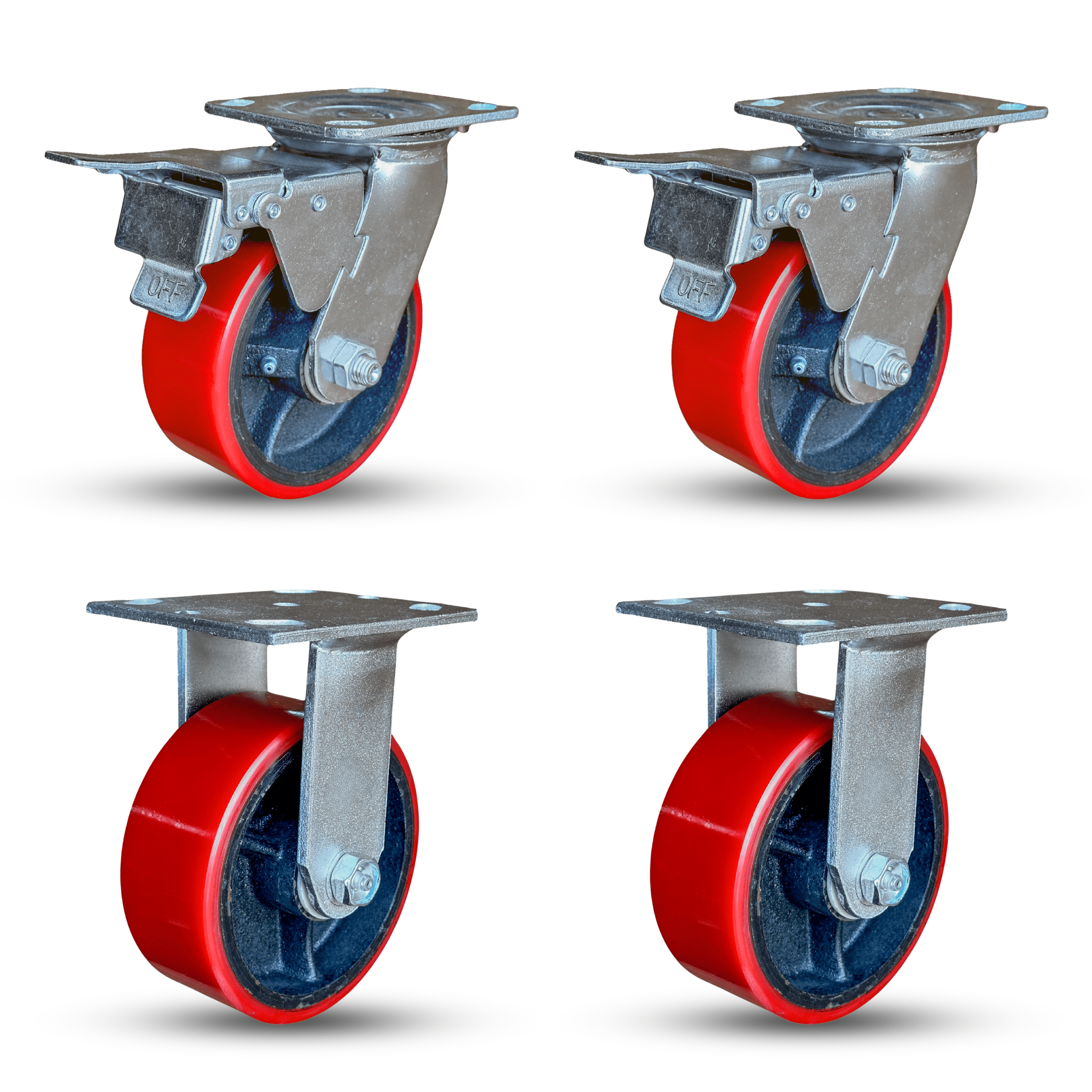 5" x 2" Casters Set of 4 | 2 Total Locking Casters and 2 Rigid Casters ...