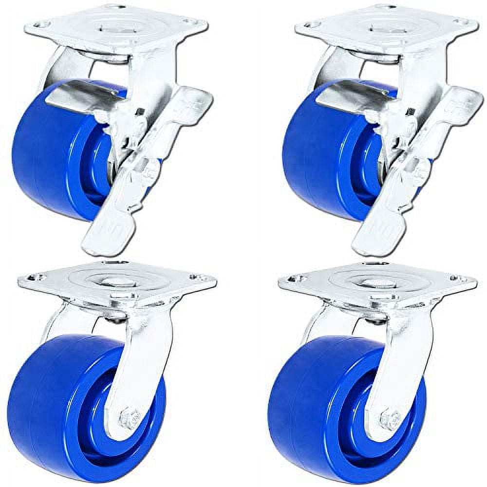 5" x 2" Stainless Steel Caster Set of 4 | 2 Swivel Casters with Locking ...