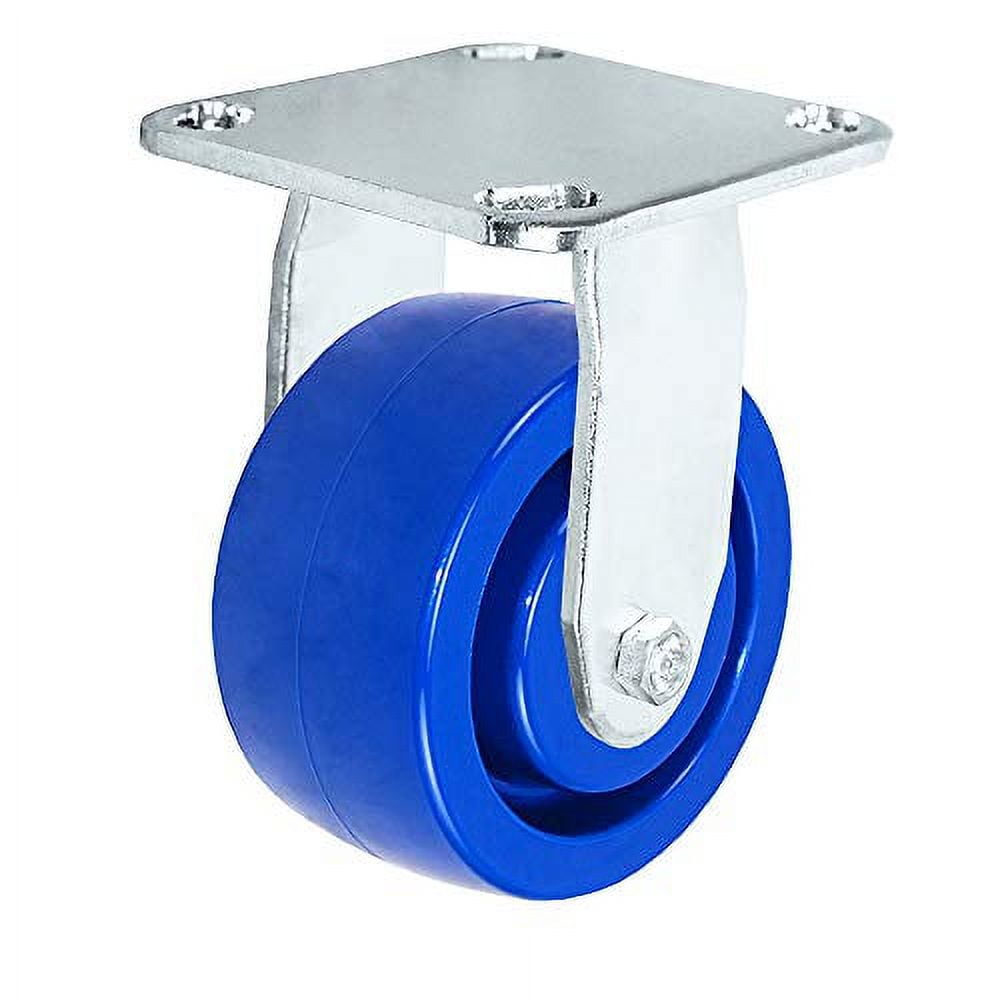 5" x 2" Stainless Steel Rigid Fixed Caster - Blue Solid Poly Wheel ...