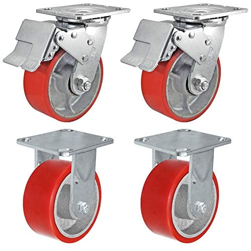 - 5" x 2" Total Lock Caster Set of 4-2 Total Locking Swivel & 2 Rigid ...