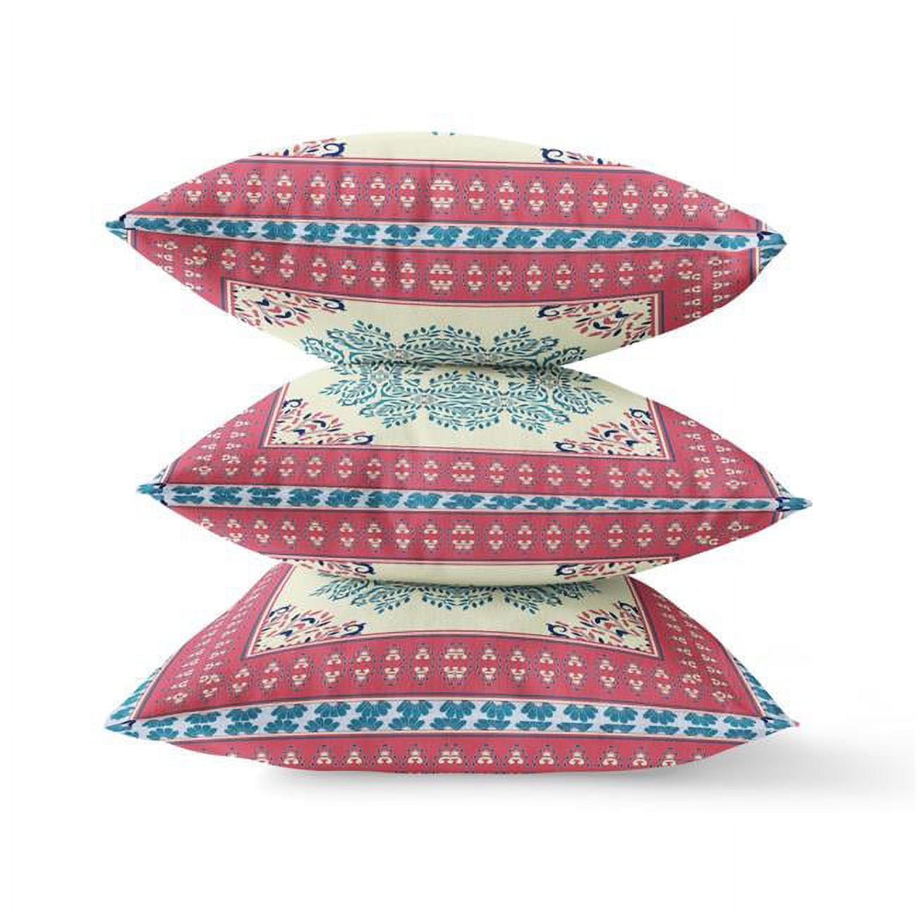 5 x 20 x 20 in. Cream & Blue Blown Seam Damask Indoor & Outdoor Throw ...