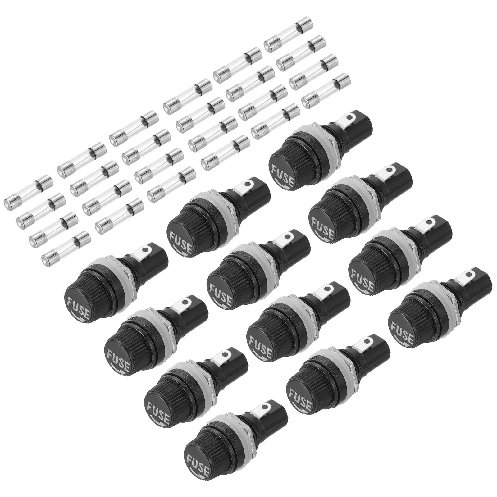 5 x 20mm Panel Mount Fuse Holder, 250V AC 10A 125V AC 15A Screw Cap ...