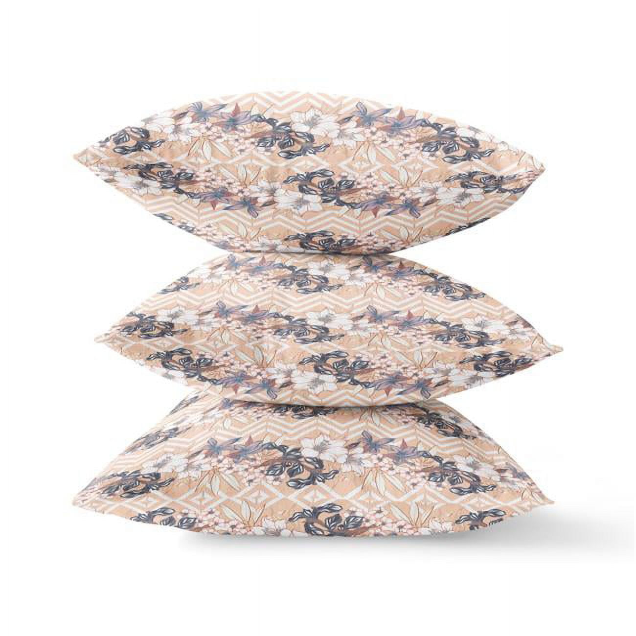 5 x 28 x 28 in. Light Peach Blown Seam Floral Indoor & Outdoor Throw ...
