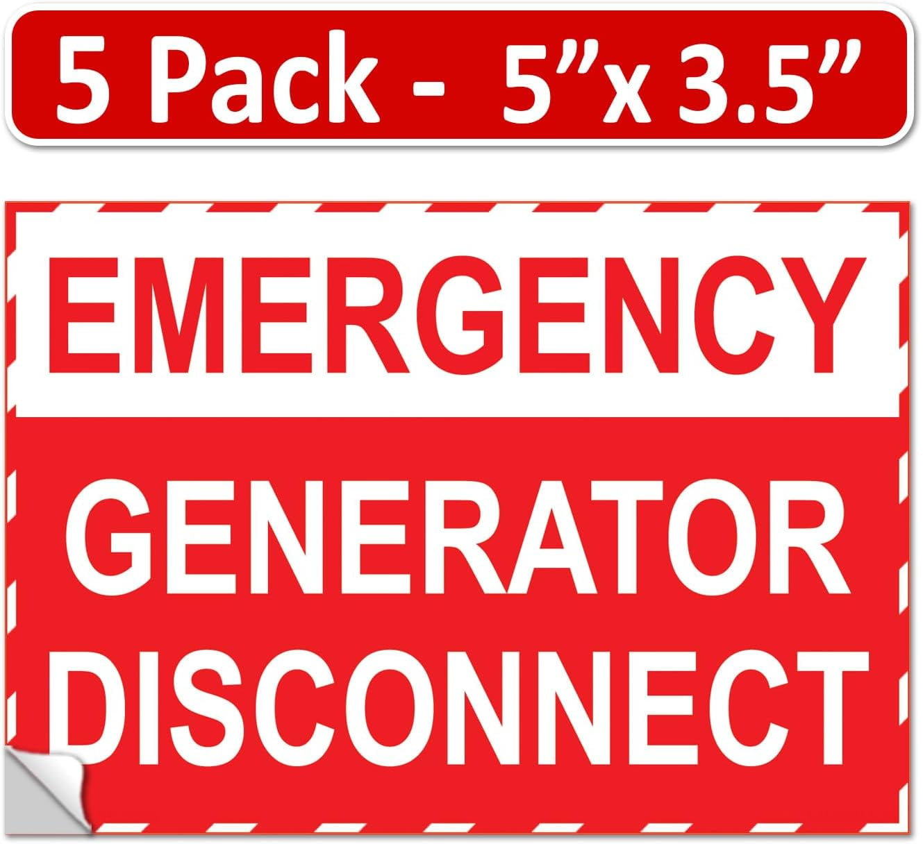 5" x 3.5" Emergency Generator Disconnect Label Sign Sticker Electrical ...