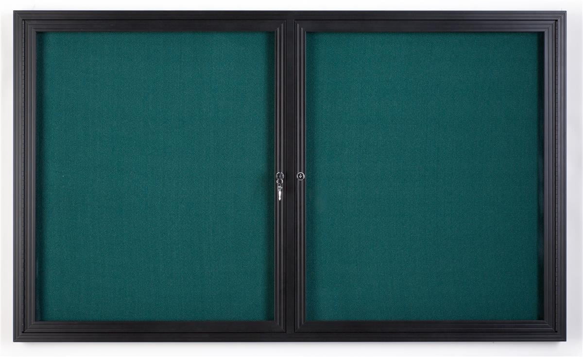 5' x 3' Enclosed Teal Fabric Bulletin Board with 2 Locking Doors, 60" x ...