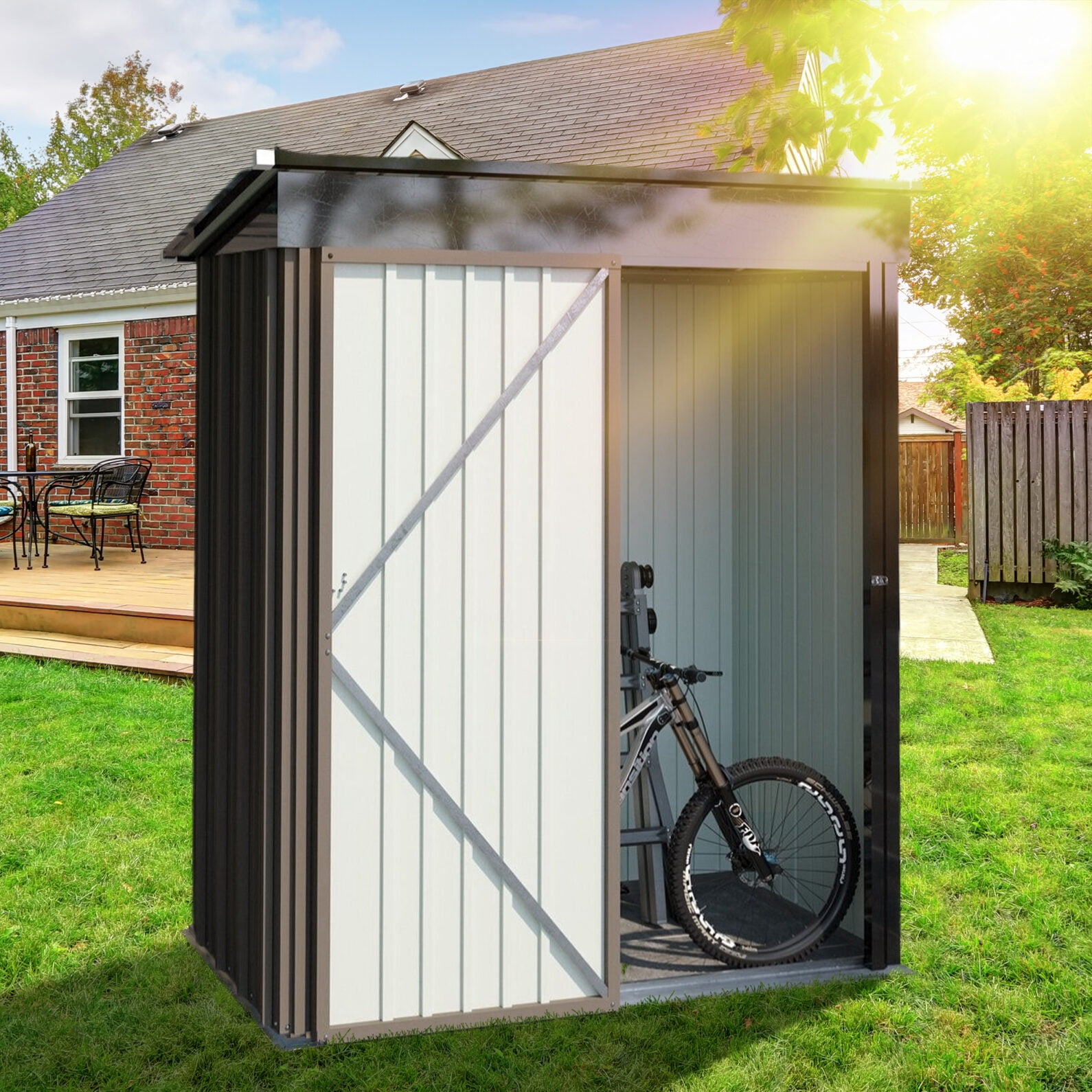5 x 3 FT Outdoor Storage Shed, Upgrade 3-proof Tool Shed with Lockable ...