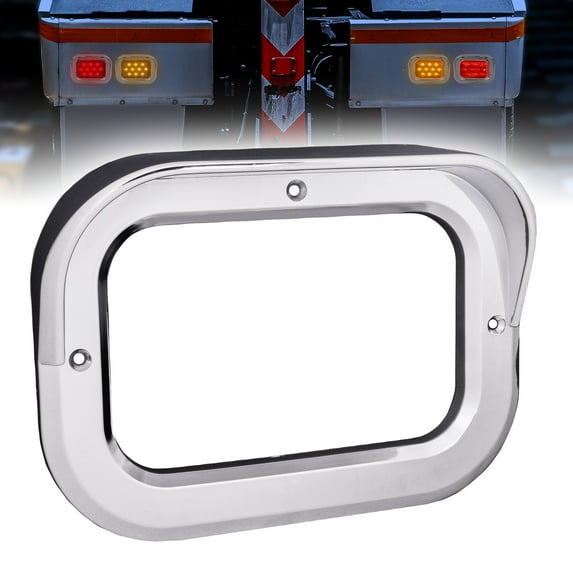 5" x 3" Rectangular LED Tail Light Chrome Visor Bezel [Install-On ...