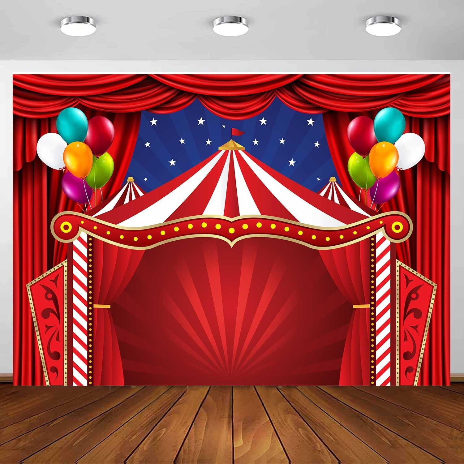 5 x 3 ft Carnival Backdrop, Circus Theme Red Curatin Balloon Backdrop ...