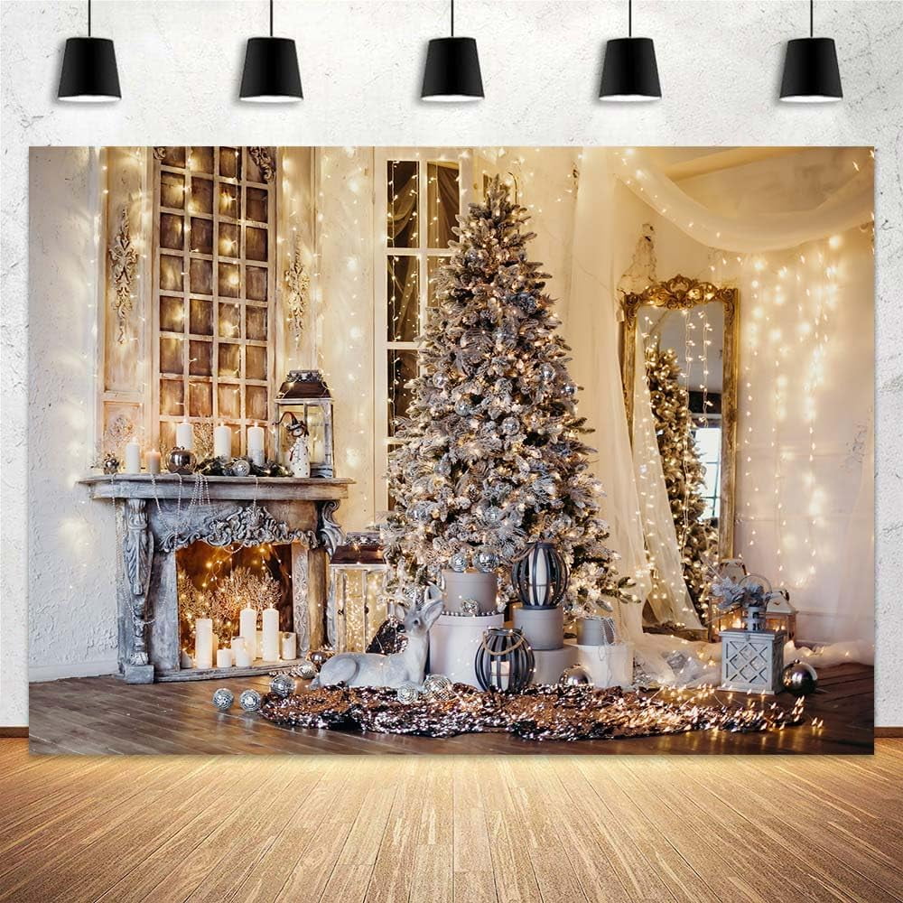 5 x 3 ft Christmas Photo Backdrop Photography Background, White Silver ...