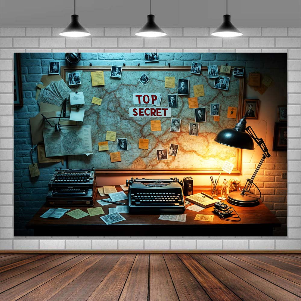 5 x 3 ft Detective Backdrop Top Secret Agent Spy Police Office ...