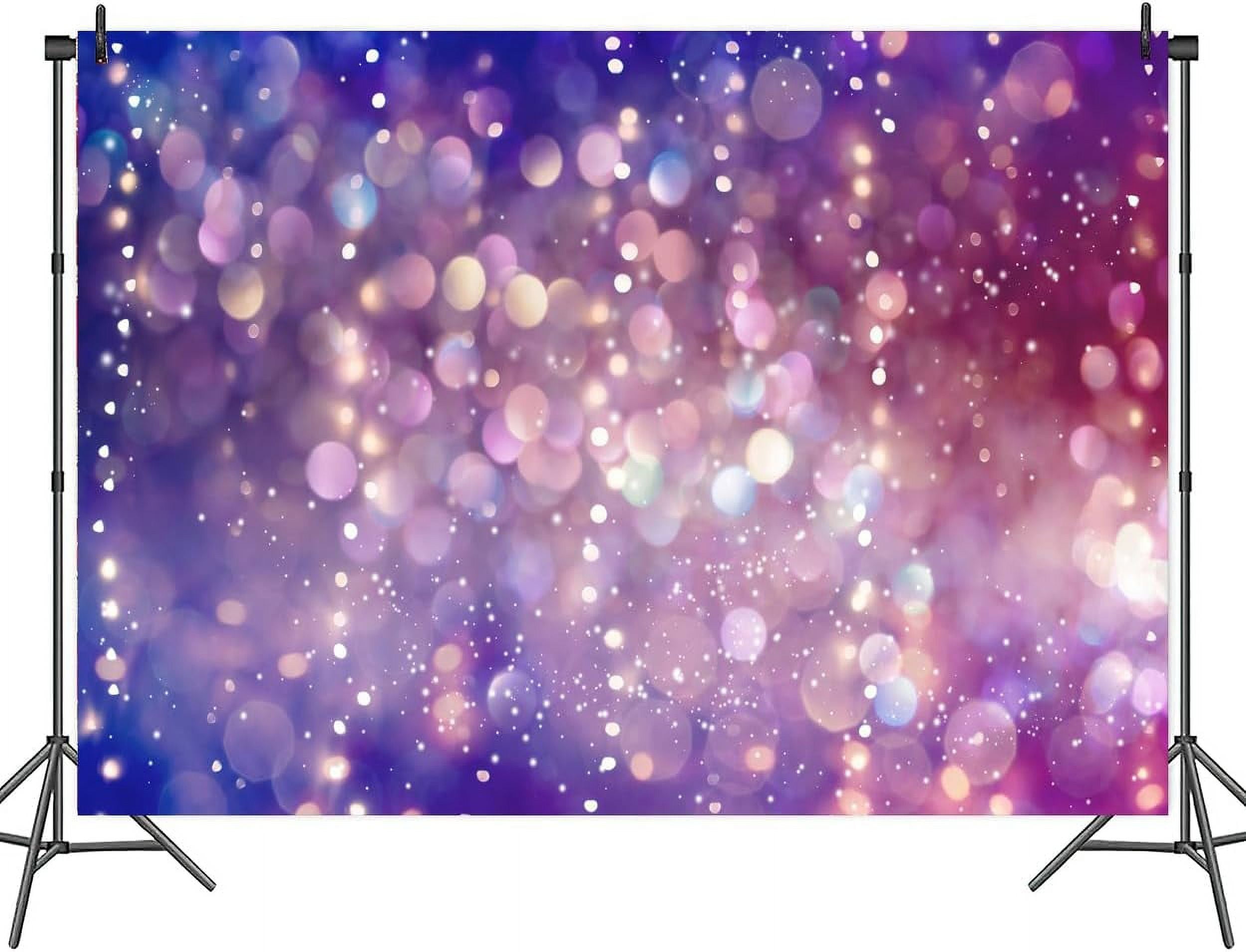 5 x 3 ft Purple Bokeh Light Spots Backdrop Dream Light Colorful Glitter ...