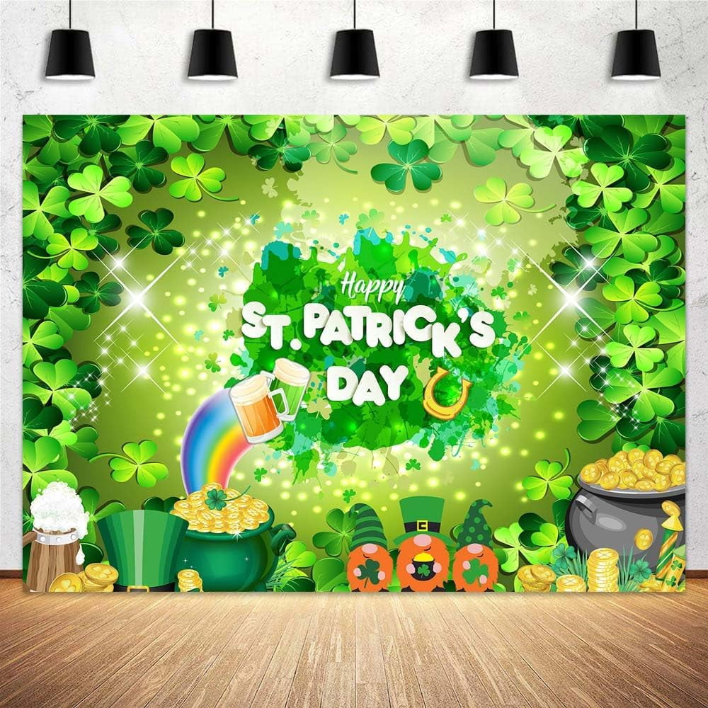 5 x 3 ft St. Patrick's Day Banner Backdrop Decorations, Retro Shamrock ...