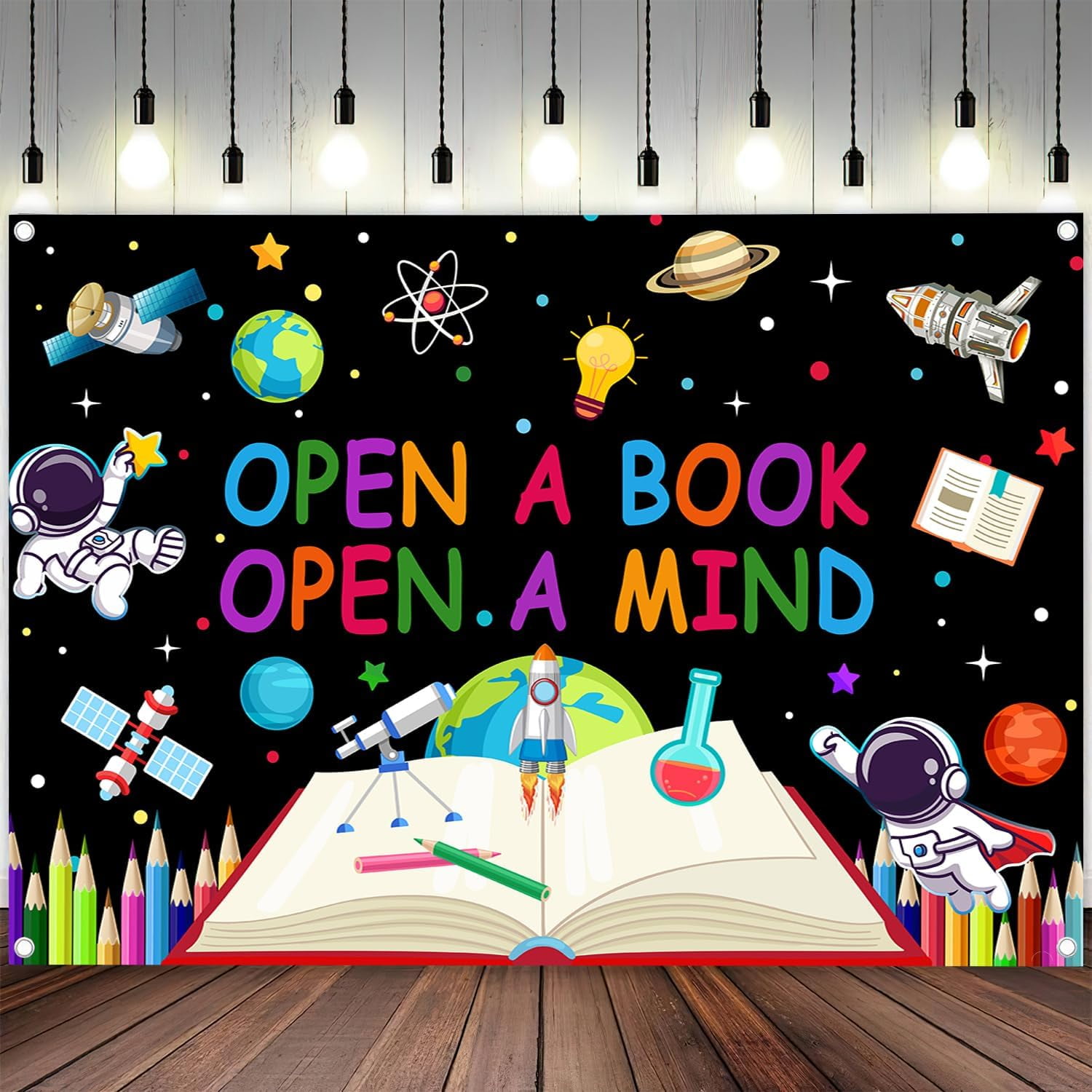 5 x 3 ft World Book Day Backdrop, Open A Book Open A Mind Background ...
